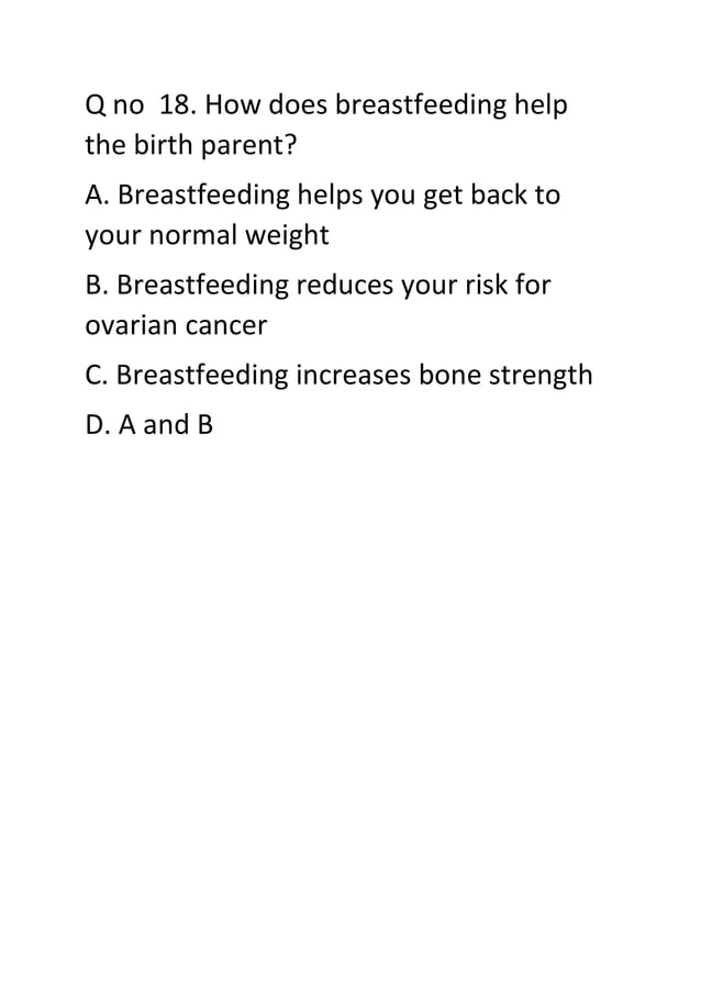 breast feeding quiz objective questions | PDF