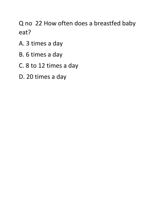 breast feeding quiz objective questions | PDF