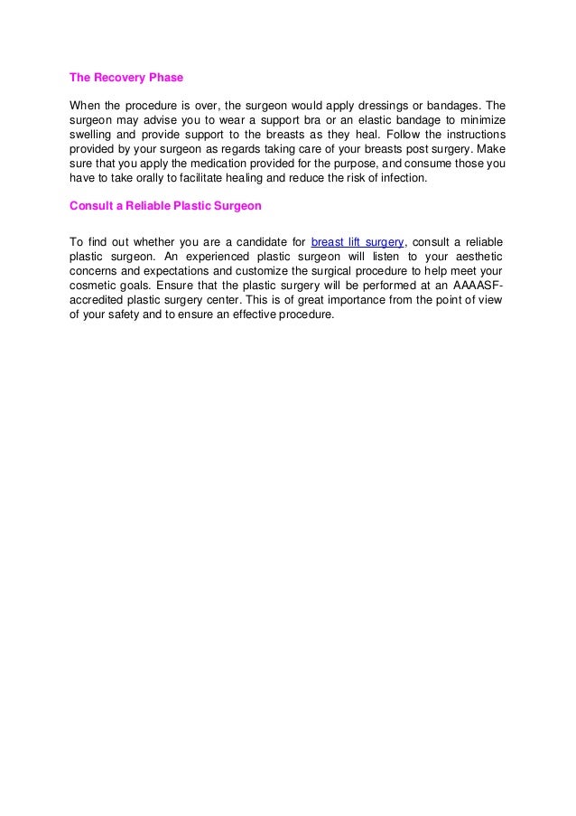 Breast Lift Surgery An Ideal Procedure To Correct Sagging Or Drooping