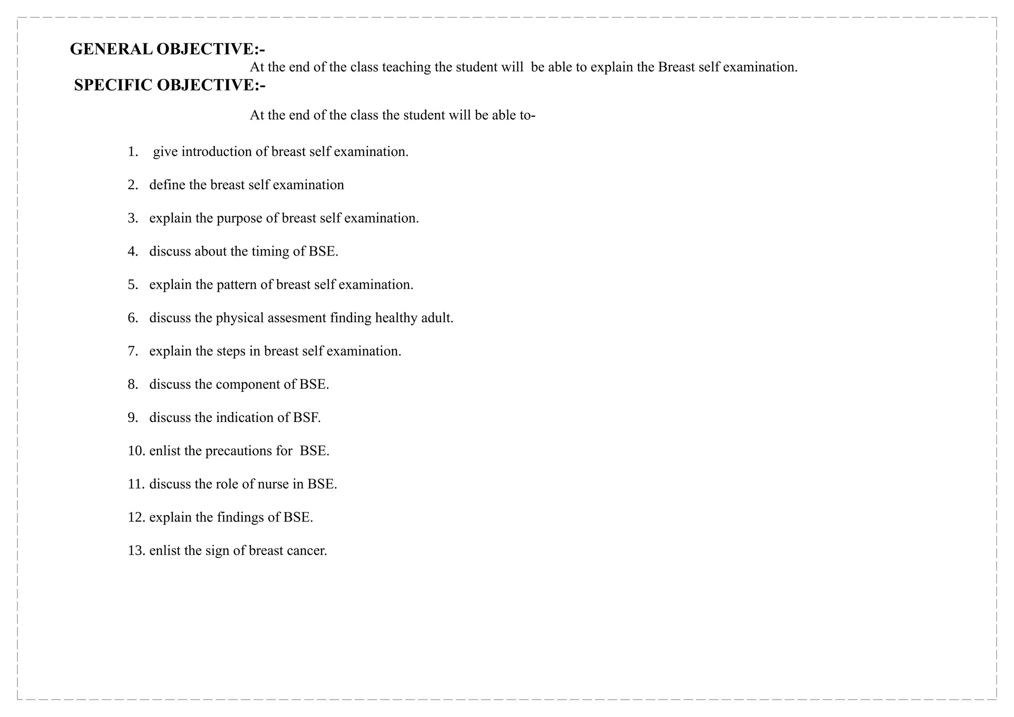 BREAST SELF EXAMINATION | PDF
