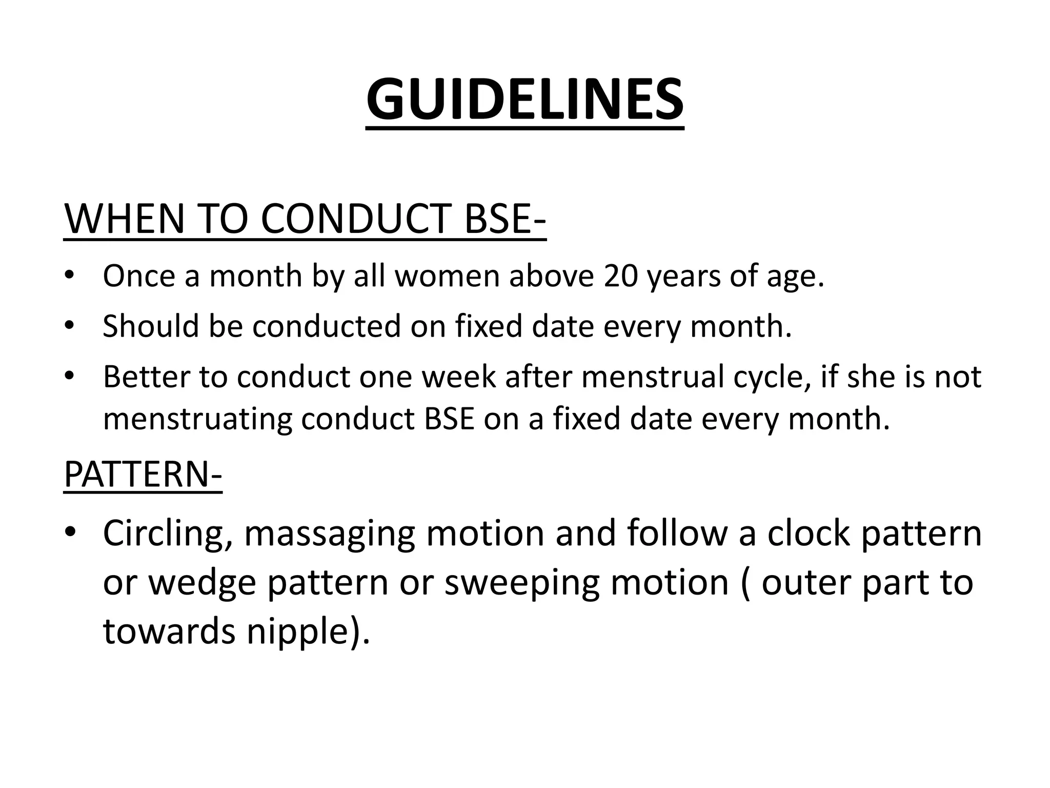 Breast self examination (bse) ppt | PPTX