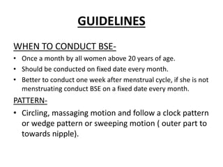 Breast self examination (bse) ppt | PPTX