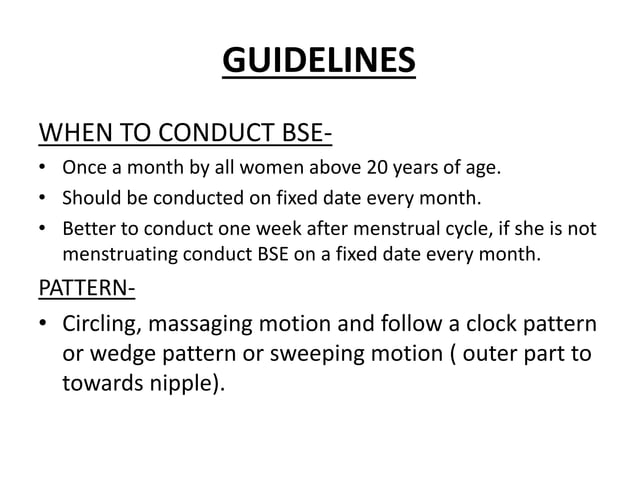 Breast self examination (bse) ppt | PPTX
