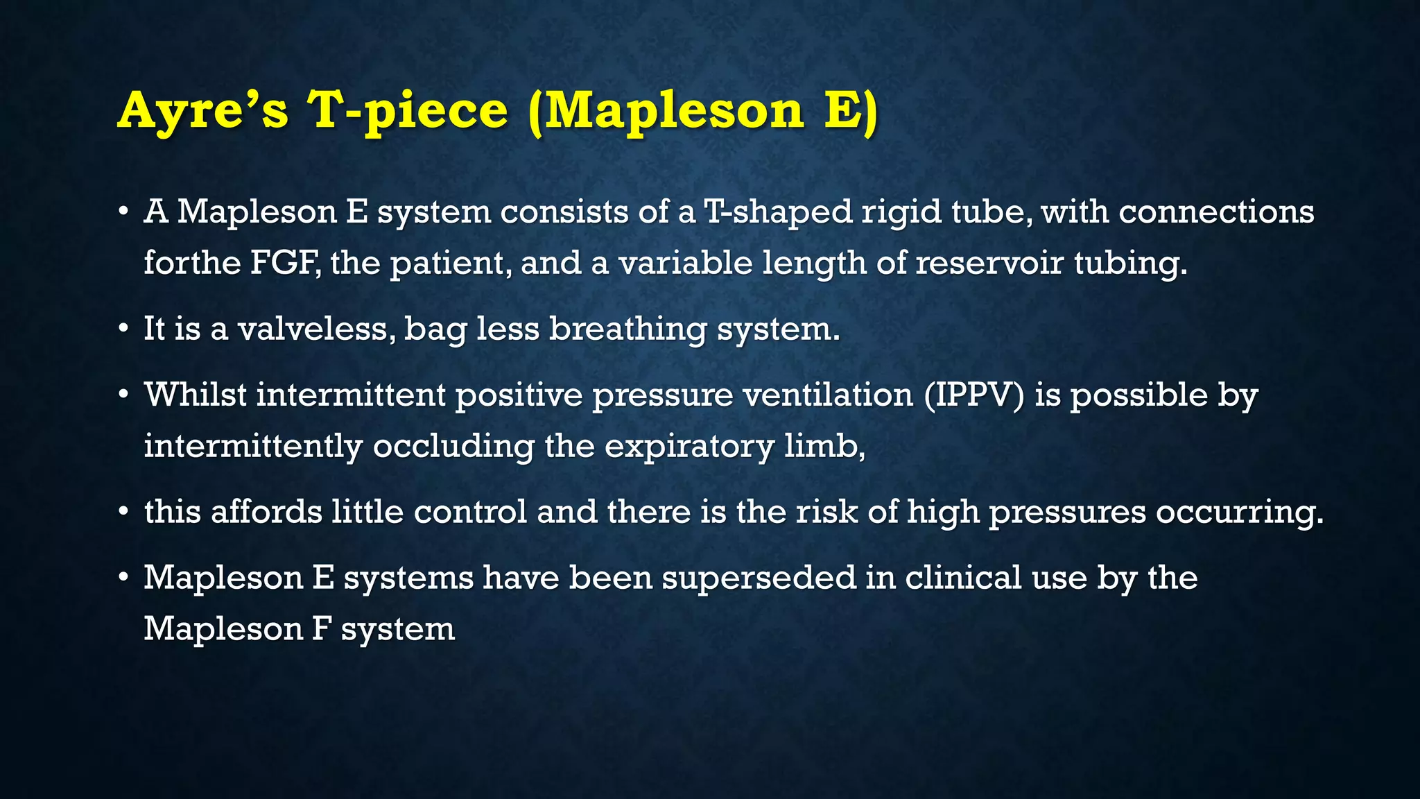 Breathing systems - Mapleson Classification | PDF