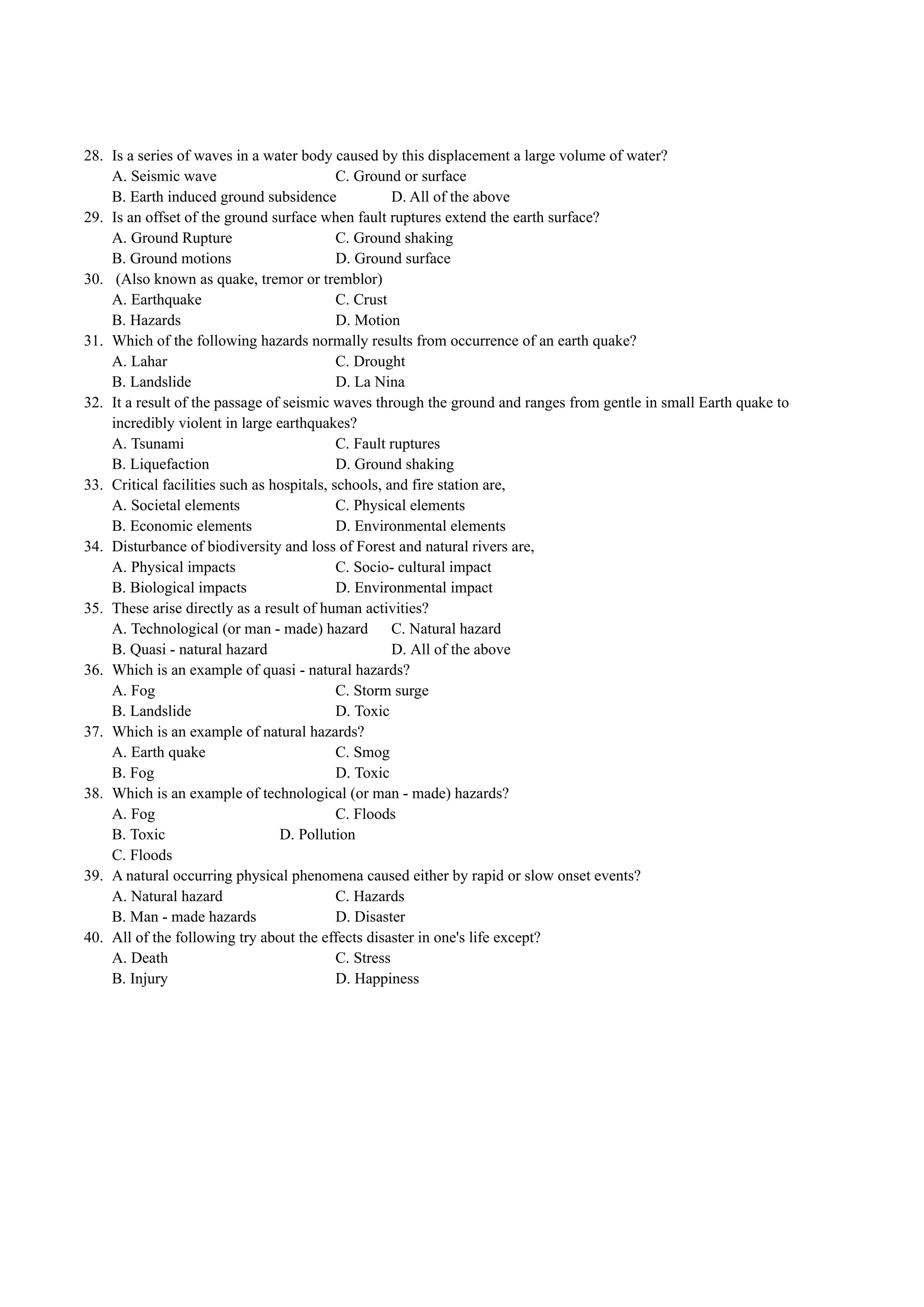 readiness risk reductions questionnaires | DOCX