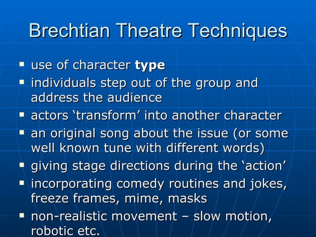 Brechtian Theatre | PPT | Drama | Genres