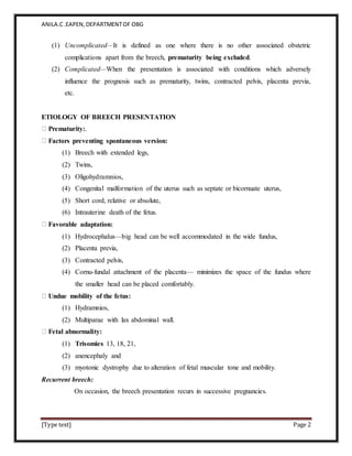 Breech presentation | DOCX