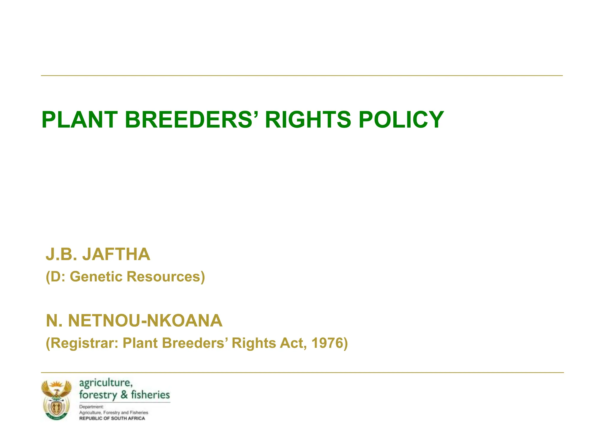 breeders right.ppt for Intellectual Property | PPT