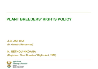 breeders right.ppt for Intellectual Property | PPT