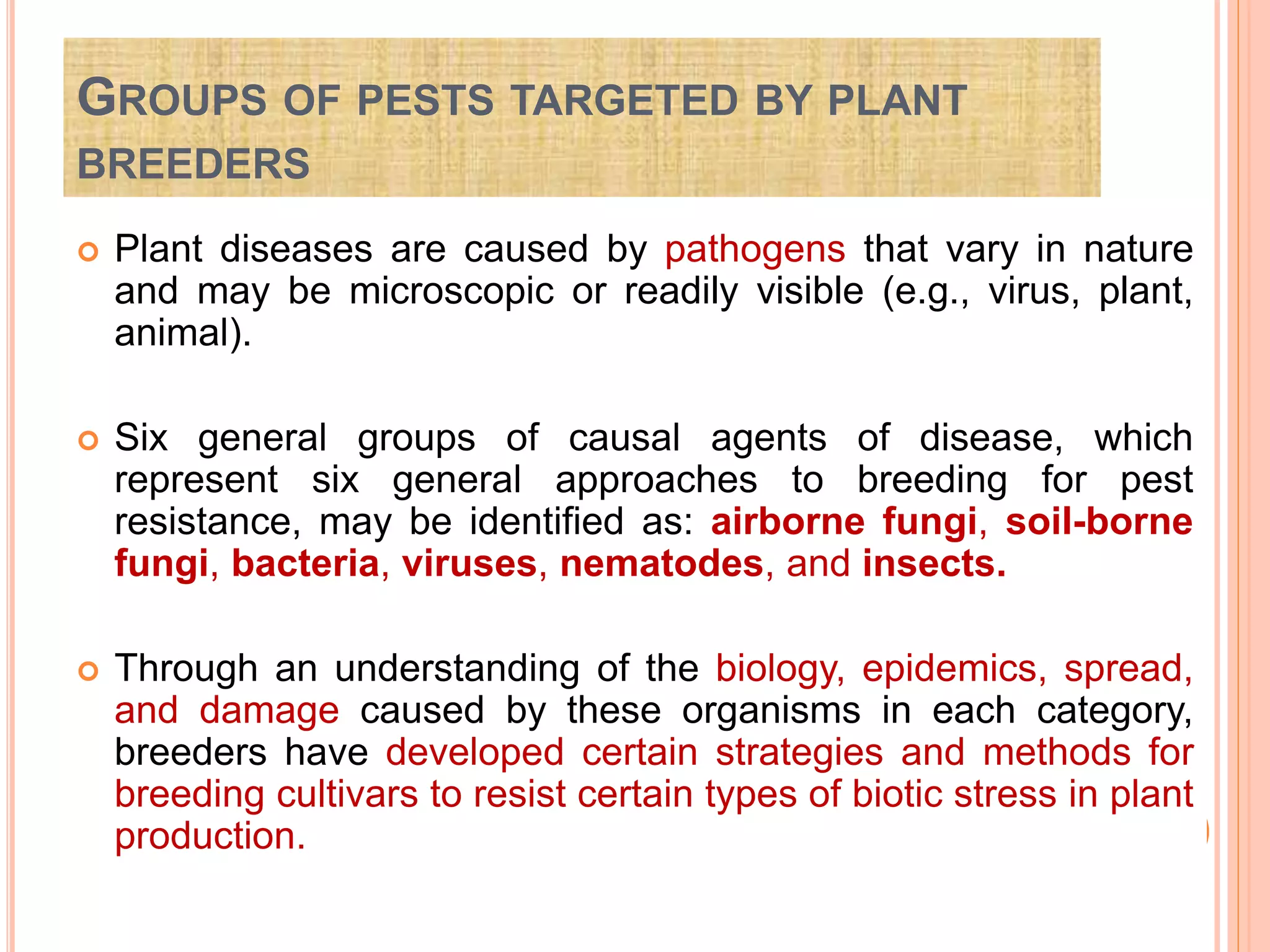 Breeding for resistance to disease and insect pests(biotic stress) | PPTX