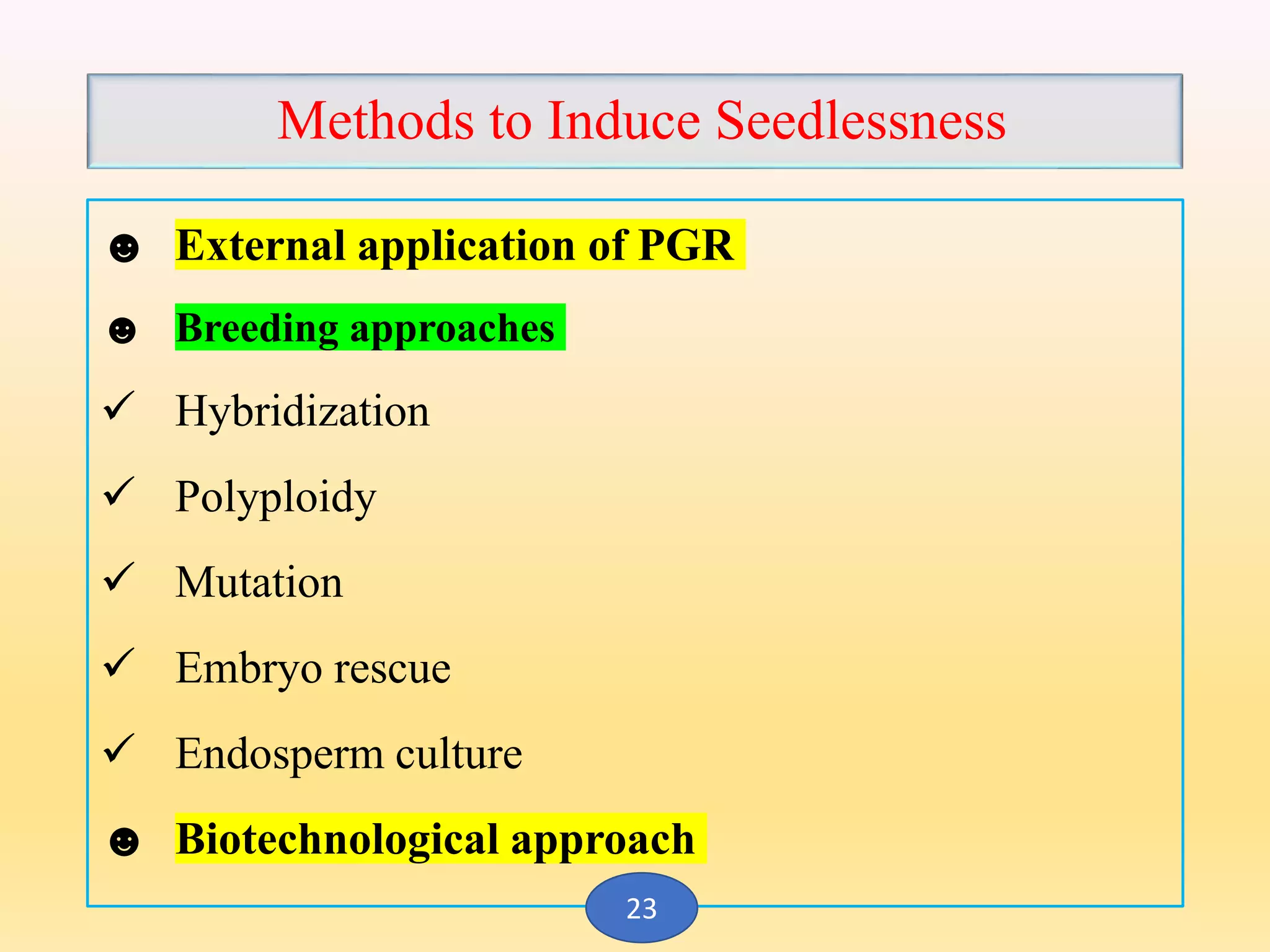 Breeding for seedlessness in fruit crops | PPTX