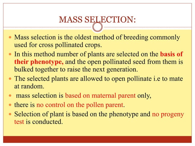 Breeding methods in cross pollinated crops | PPTX | Agriculture ...