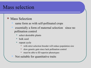 Breeding methods in cross pollinated crops | PPT