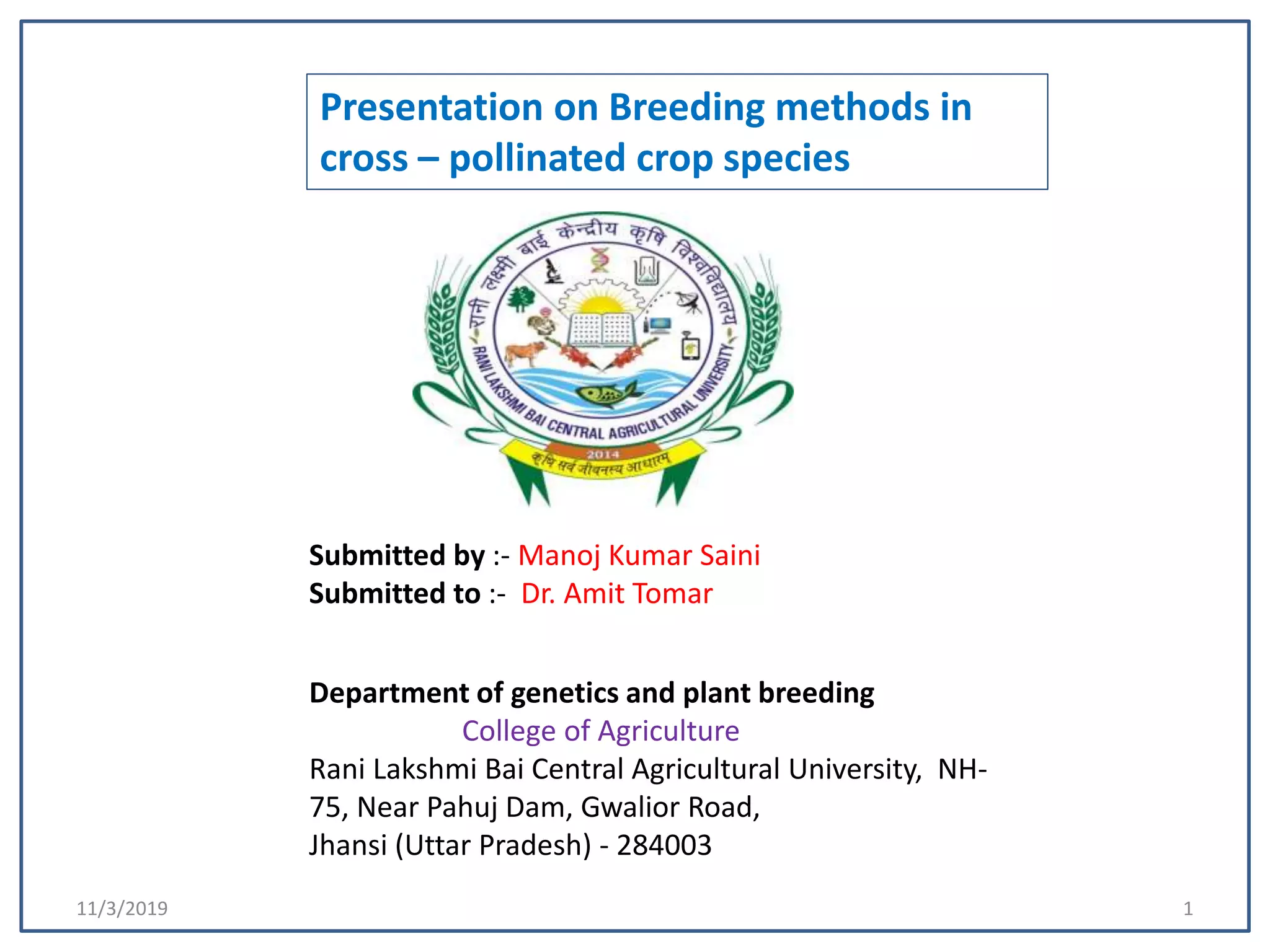 Breeding methods in cross pollinated crops | PPTX | Gardening | Home ...
