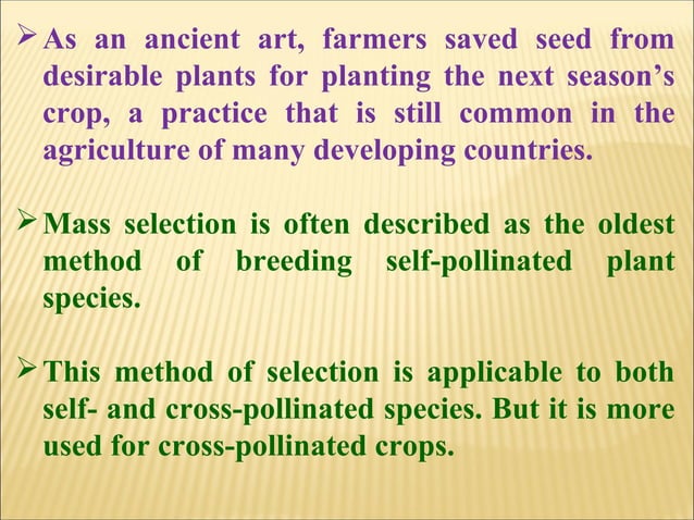 Breeding self pollinated crops | PPT | Agriculture | Industries