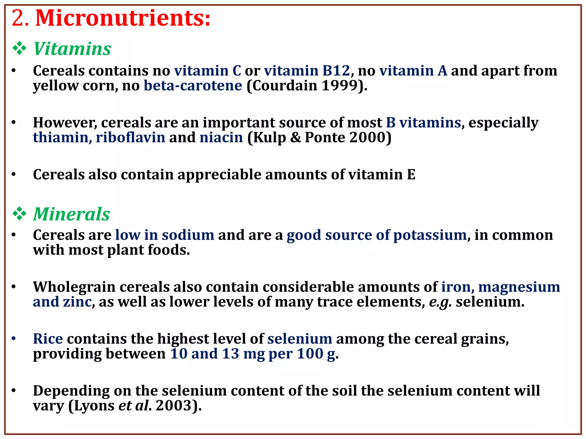 Breeding strategies for nutritional quality in major cereal crops | PPTX