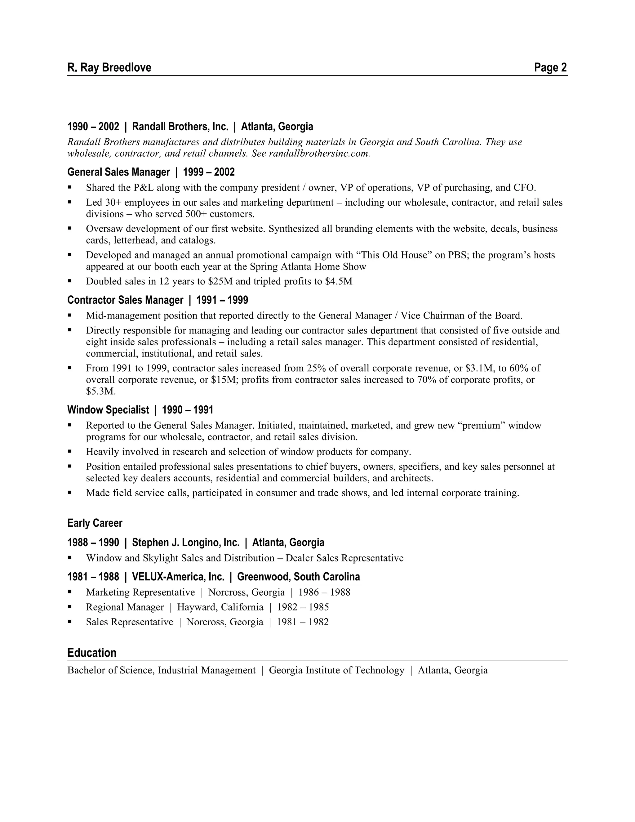 Resume - Ray Breedlove | DOC