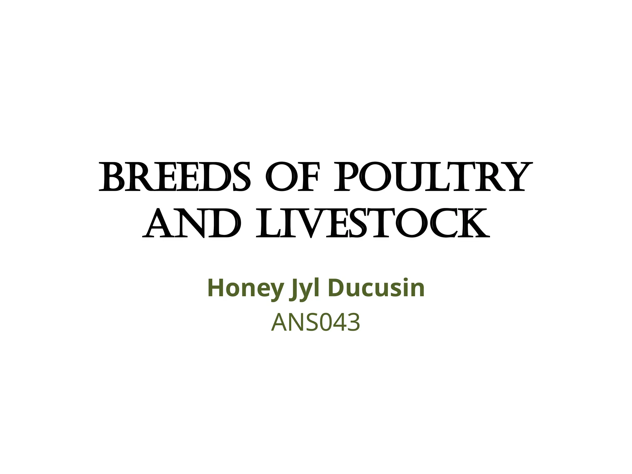 Different Breeds of Poultry and Livestock Animals | PPTX