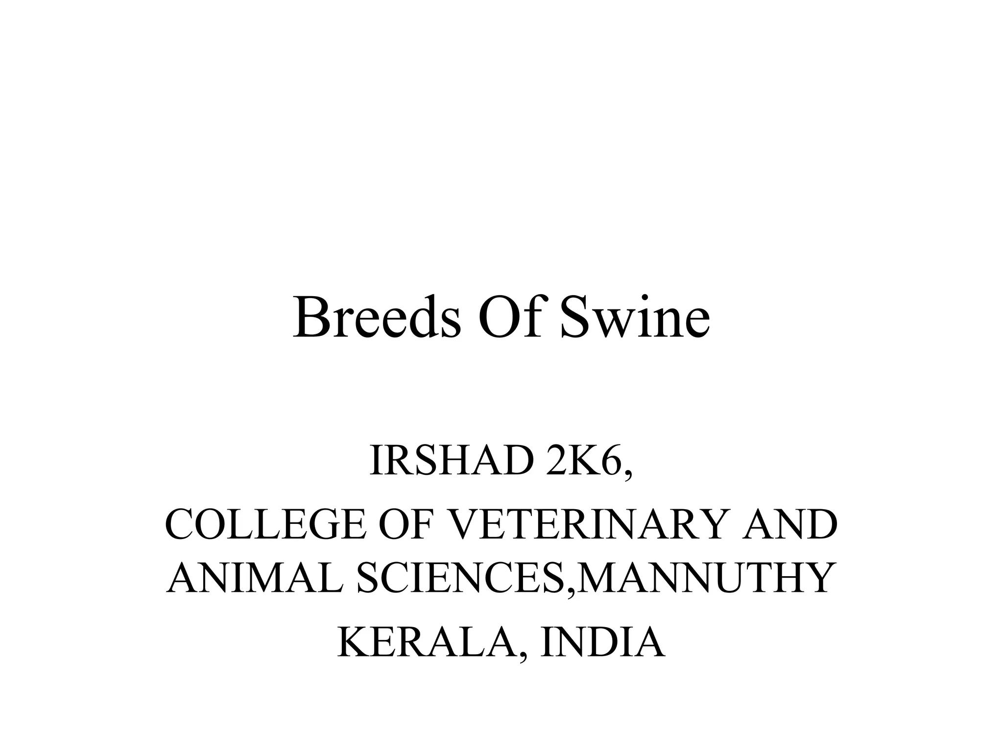 Breeds Of Swine | PPSX