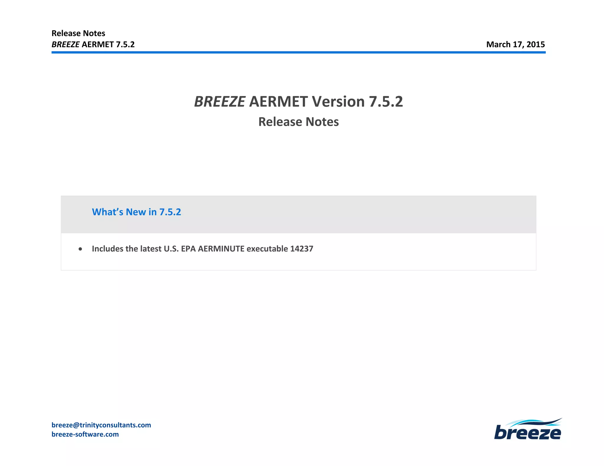 BREEZE AERMET 7.5.2 Release Notes | PDF