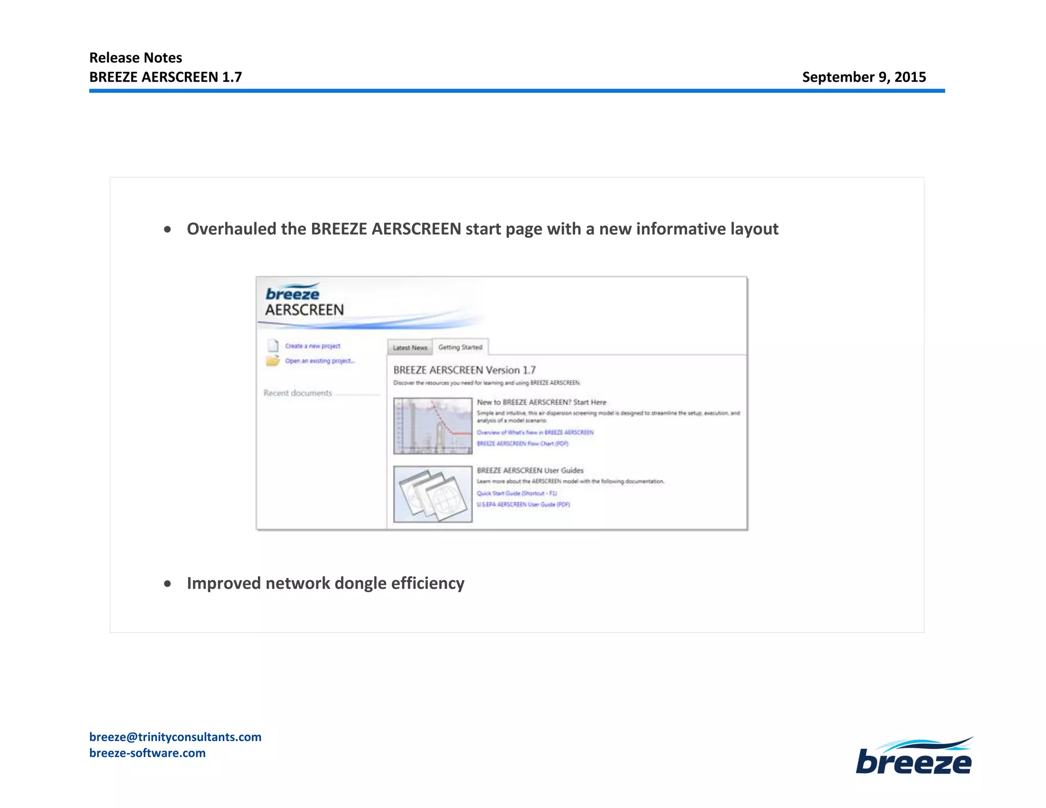 BREEZE AERSCREEN 1.7 Release Notes | PDF | Technology & Computing