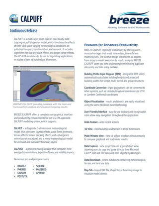 BREEZE CALPUFF Tech Sheet | PDF