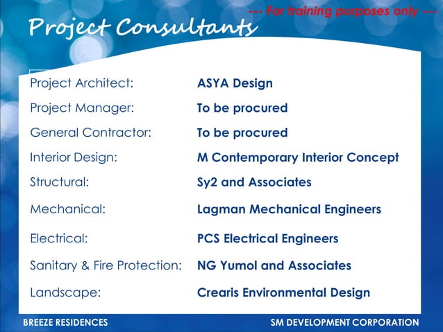 Breeze Residences Technical Briefing | PPT