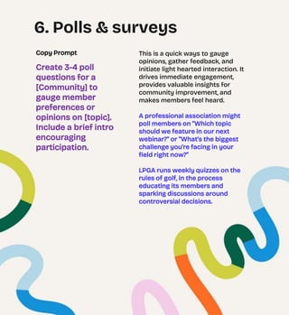 10 posting ideas for community engagement with AI prompts | PDF