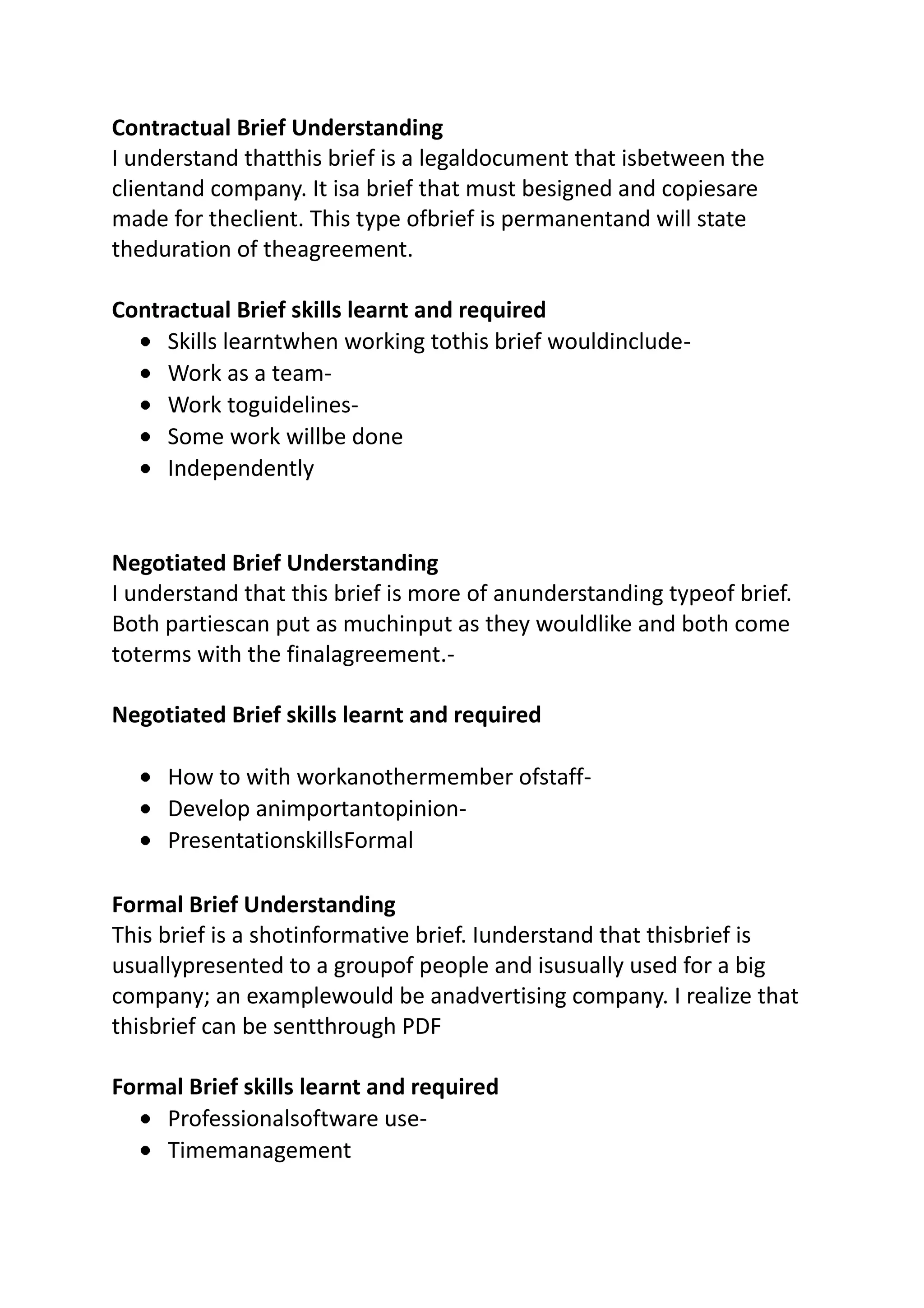 Breif skills and understanding | PDF