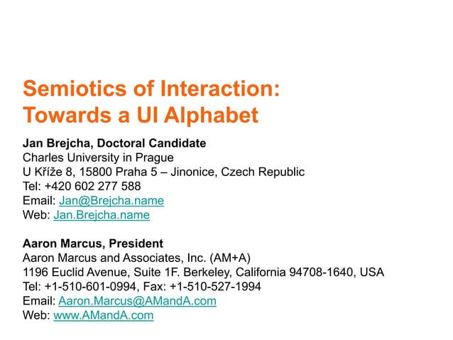 Semiotics of Interaction: Towards a UI Alphabet | PPT | Desktop ...
