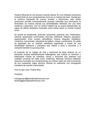 Brenda Hopkins Miranda - Biografía (Español) | PDF