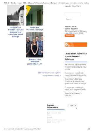 Brendan finucane (ceo and founder) vconnecta newsroom company ...