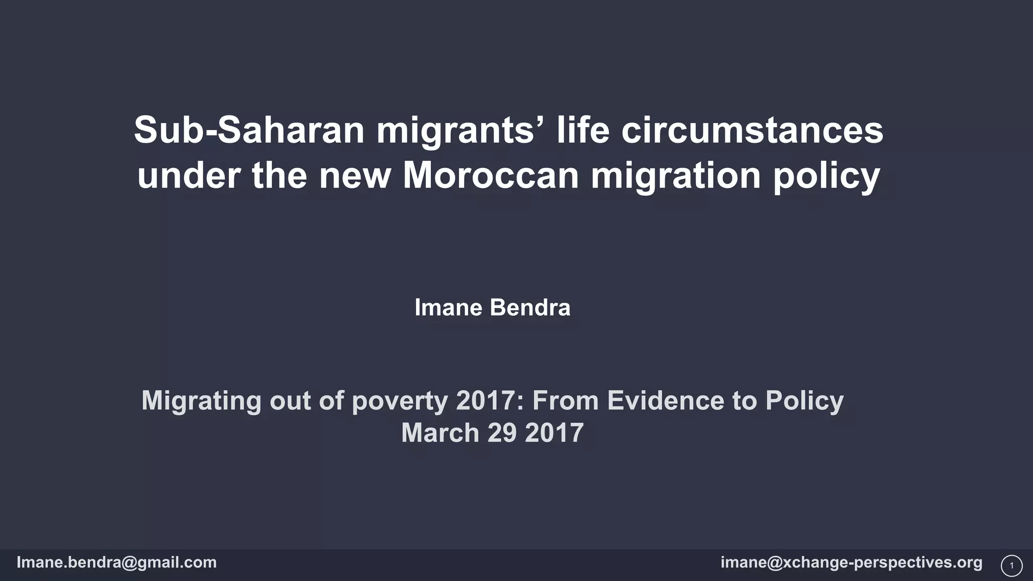 Sub-Saharan migrants’ life circumstances under the new Moroccan migration policy | PPTX
