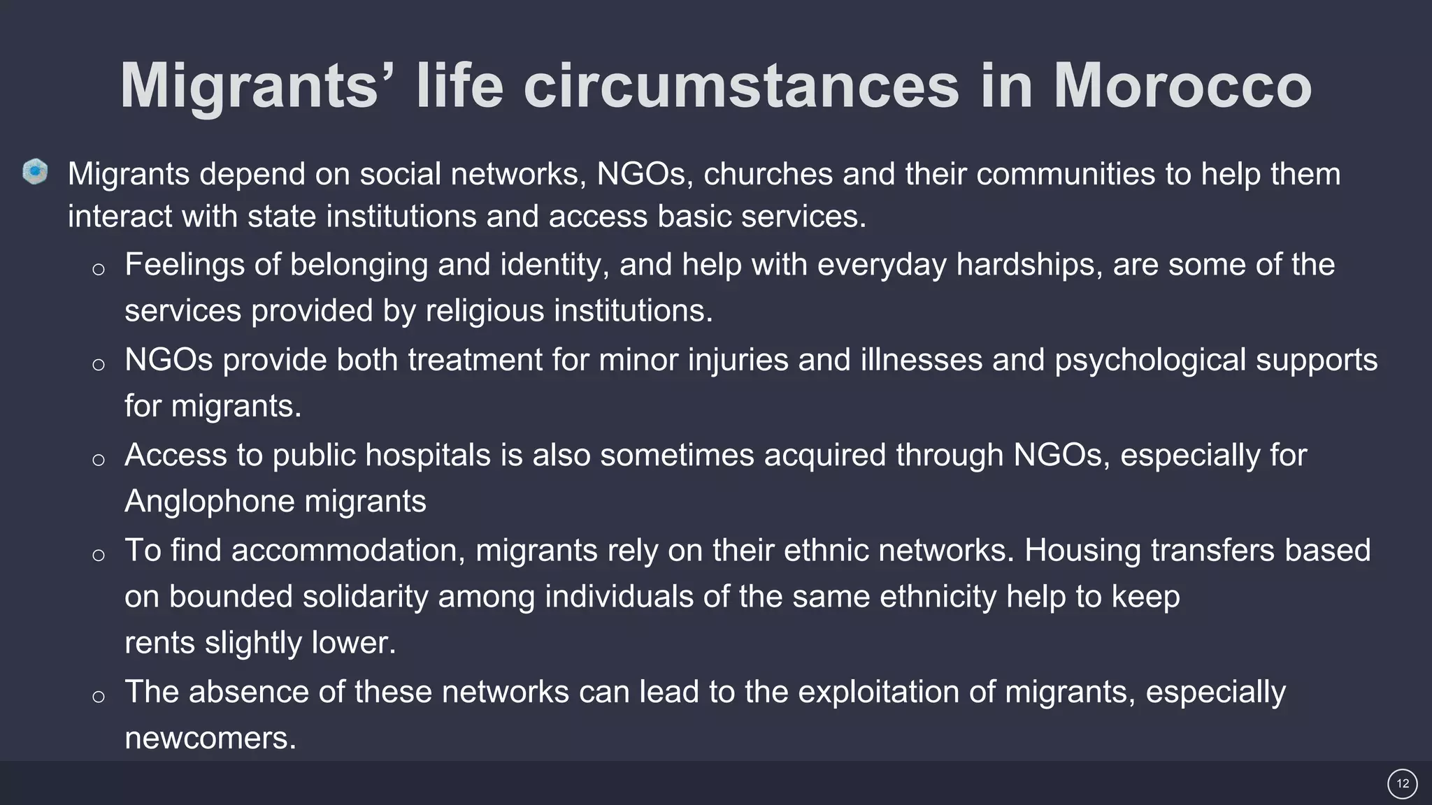 Sub-Saharan migrants’ life circumstances under the new Moroccan ...