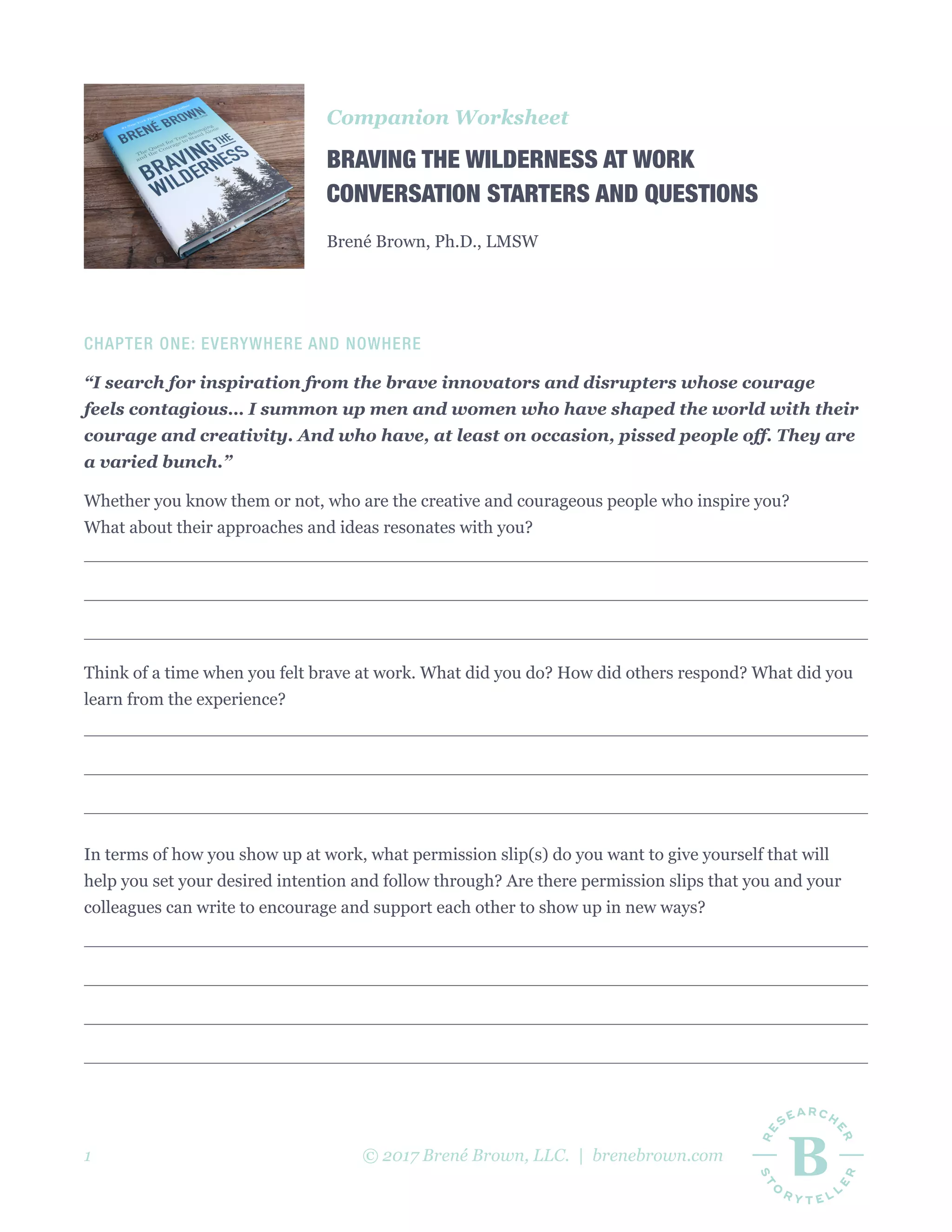 Brene Rrown's Braving the wilderness at work | PDF
