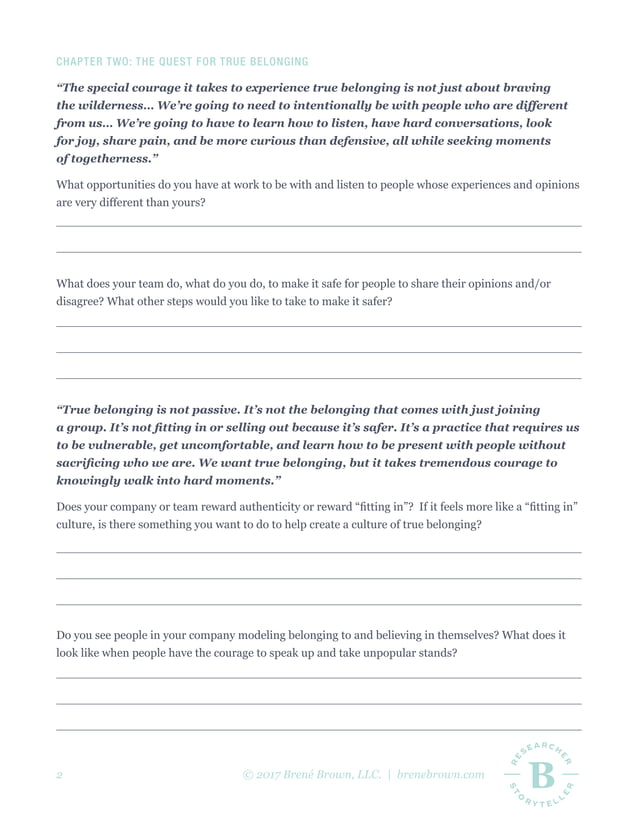 Brene Rrown's Braving the wilderness at work | PDF