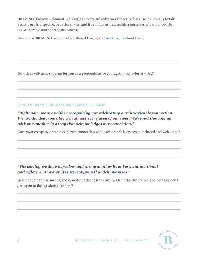 Brene Rrown's Braving the wilderness at work | PDF