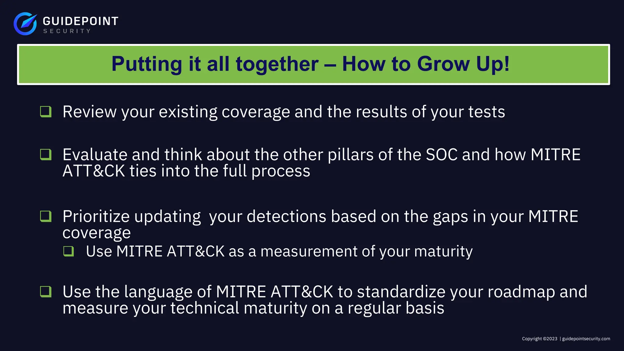 Grow Up! Evaluating and Maturing Your SOC using MITRE ATT&CK | PDF