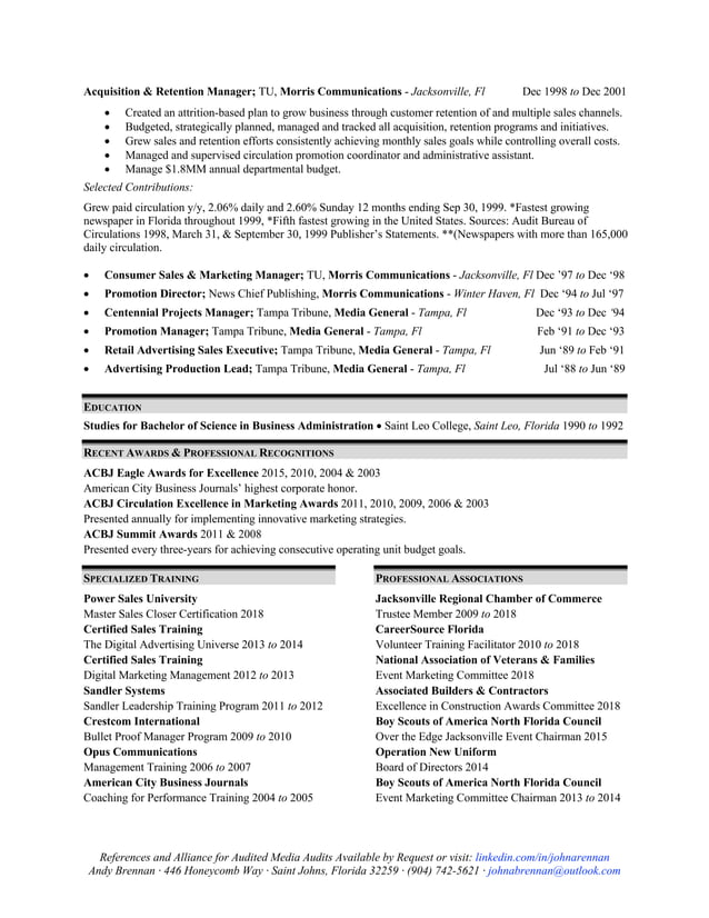 Andy Brennan Resume 2019 | PDF