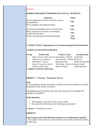 lesson plan for COT and promotion mathematics 9 | DOCX