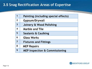 Pre-opening interior snagging services for luxury hotels | PDF