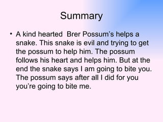 Brer Possum’S Dilemma Analysis.Ppttaylor Wendel | PPT