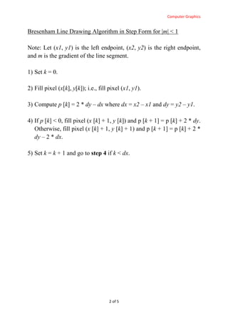 Bresenham Line Drawing Algorithm | PDF