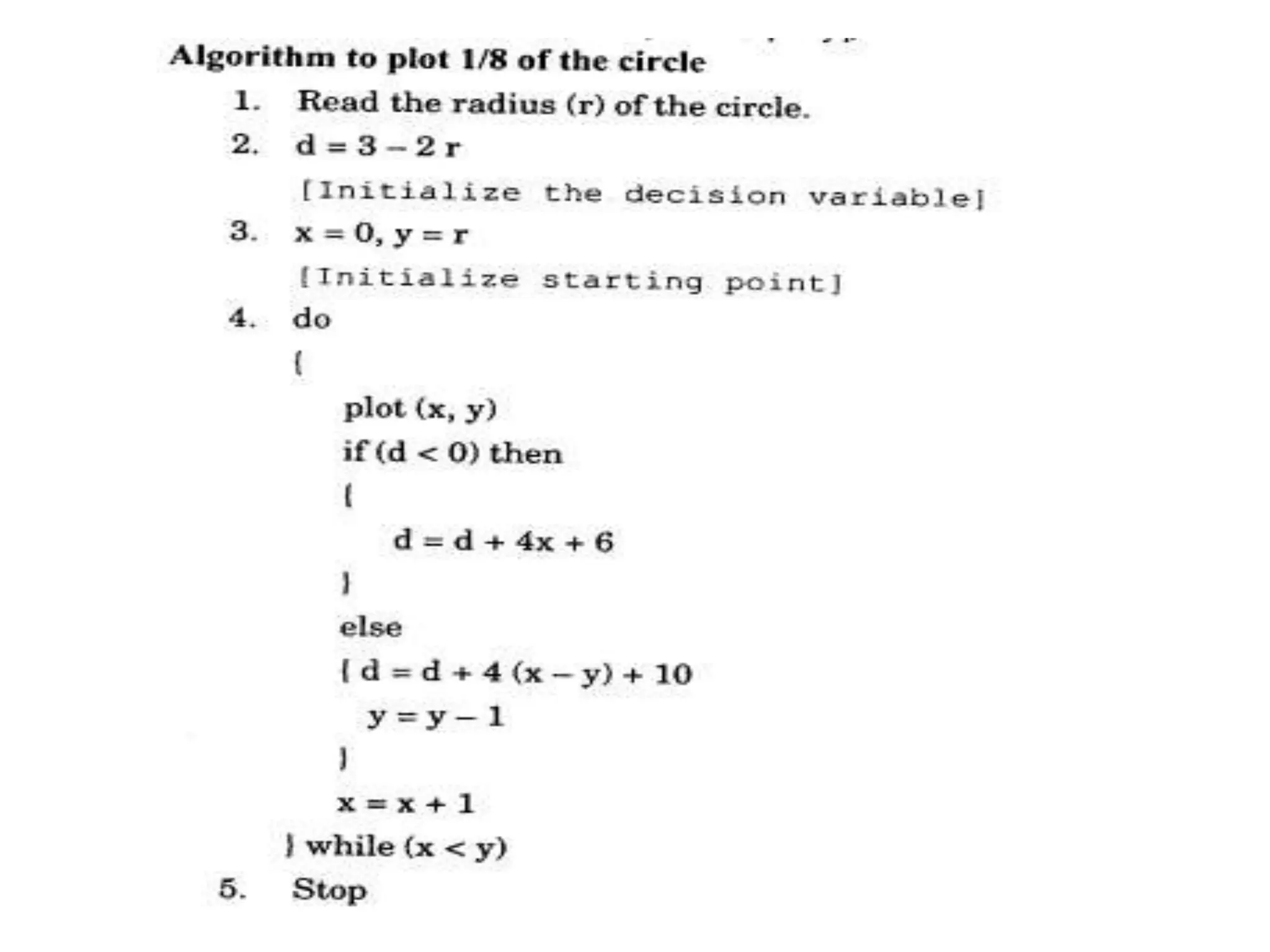 Bresenham Circle Drawing Algorithm Midpoint Circle Drawing Algorithm Ppt