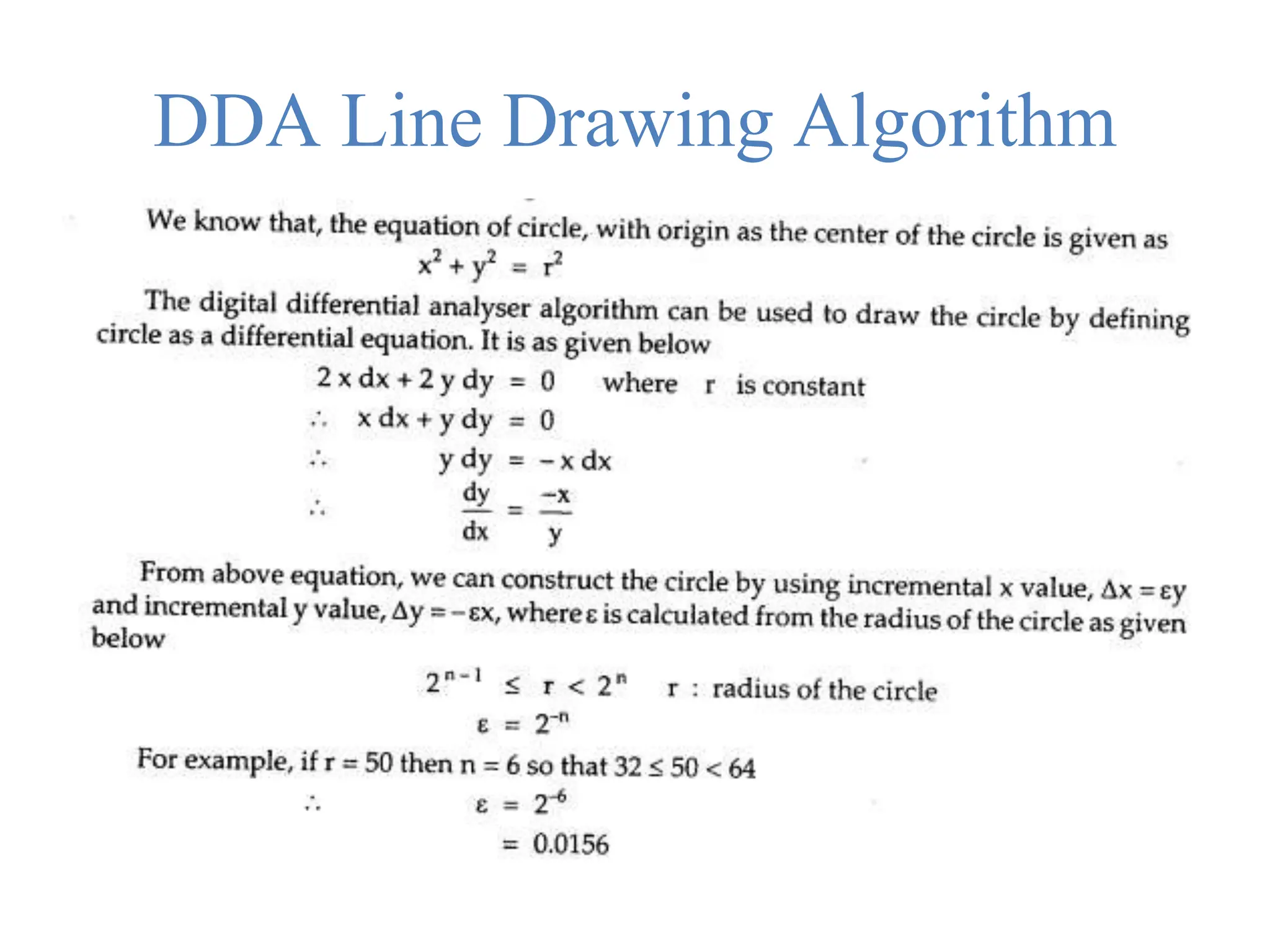 Bresenham Circle Drawing Algorithm Midpoint Circle Drawing Algorithm Ppt