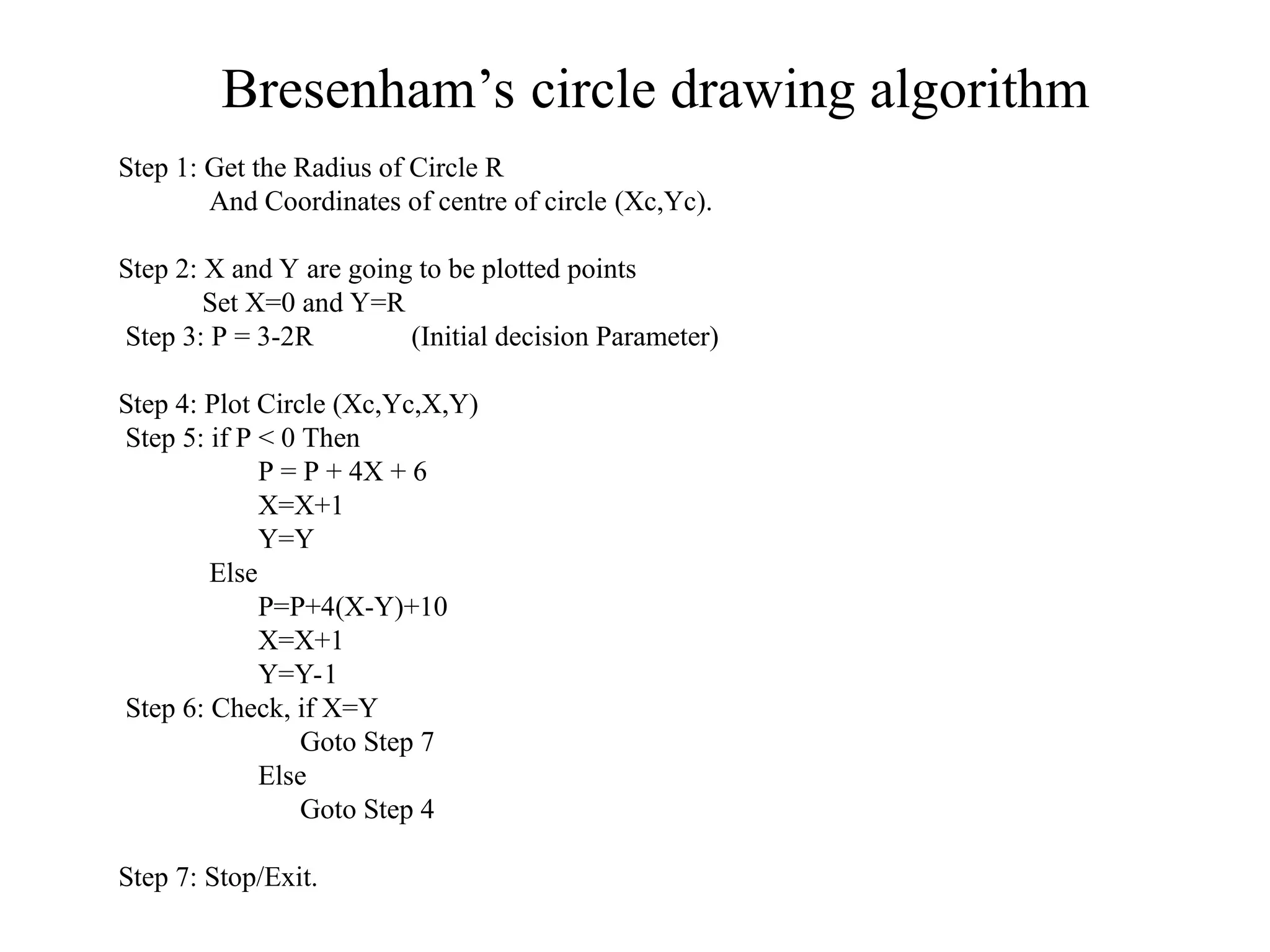 bresenham circle algorithm .ppt