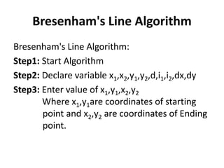 Bresenham's line drawing algorithm | PPTX