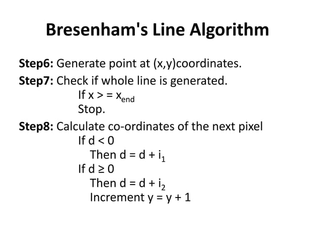 Bresenham's line drawing algorithm | PPTX