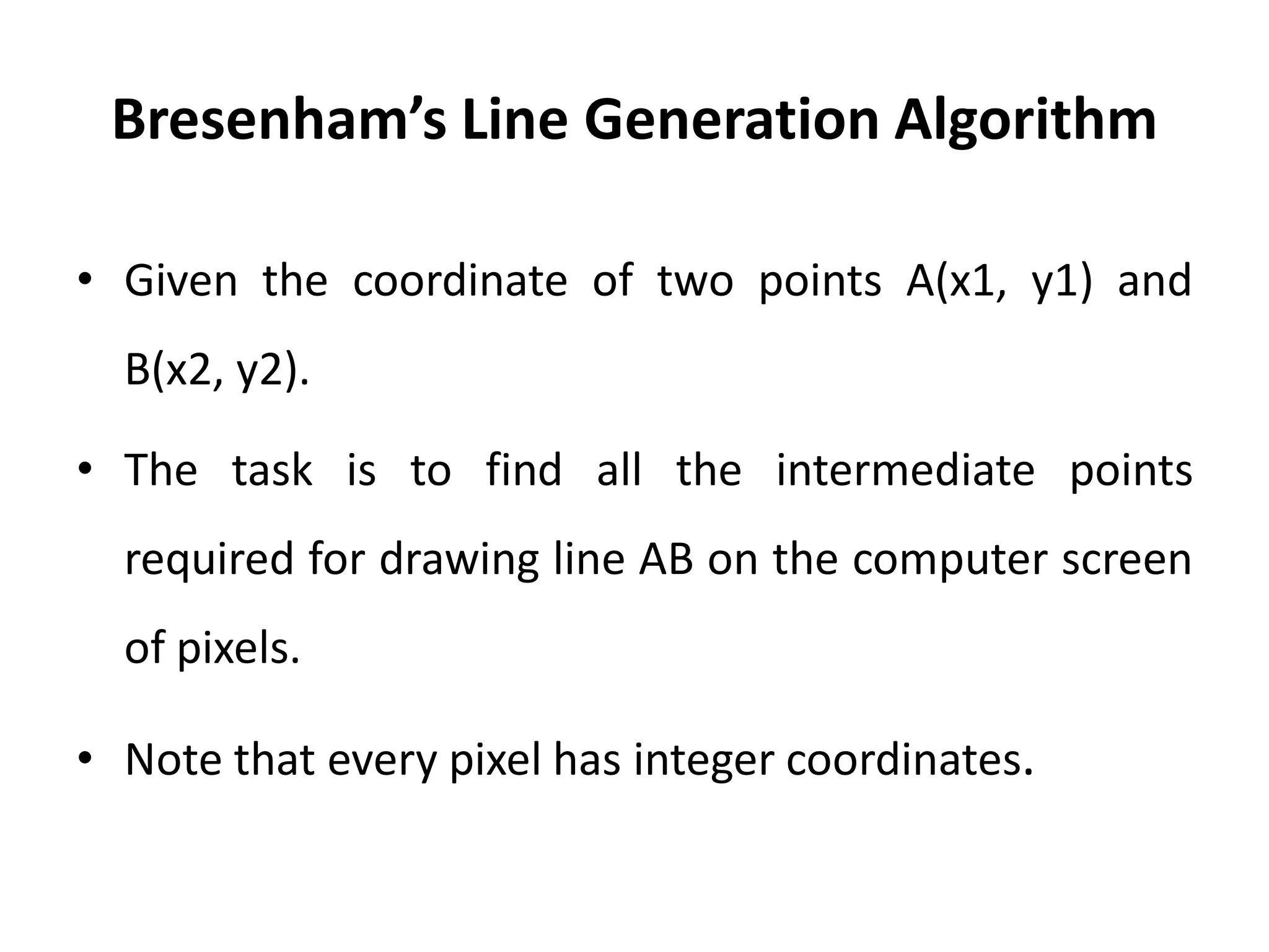 Bresenhems line Genration derivation for Mtech | PDF