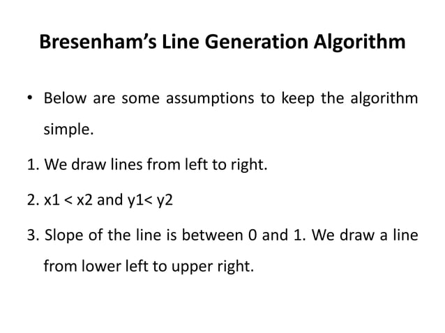 Bresenhems line Genration derivation for Mtech | PDF | Computing | Technology & Computing